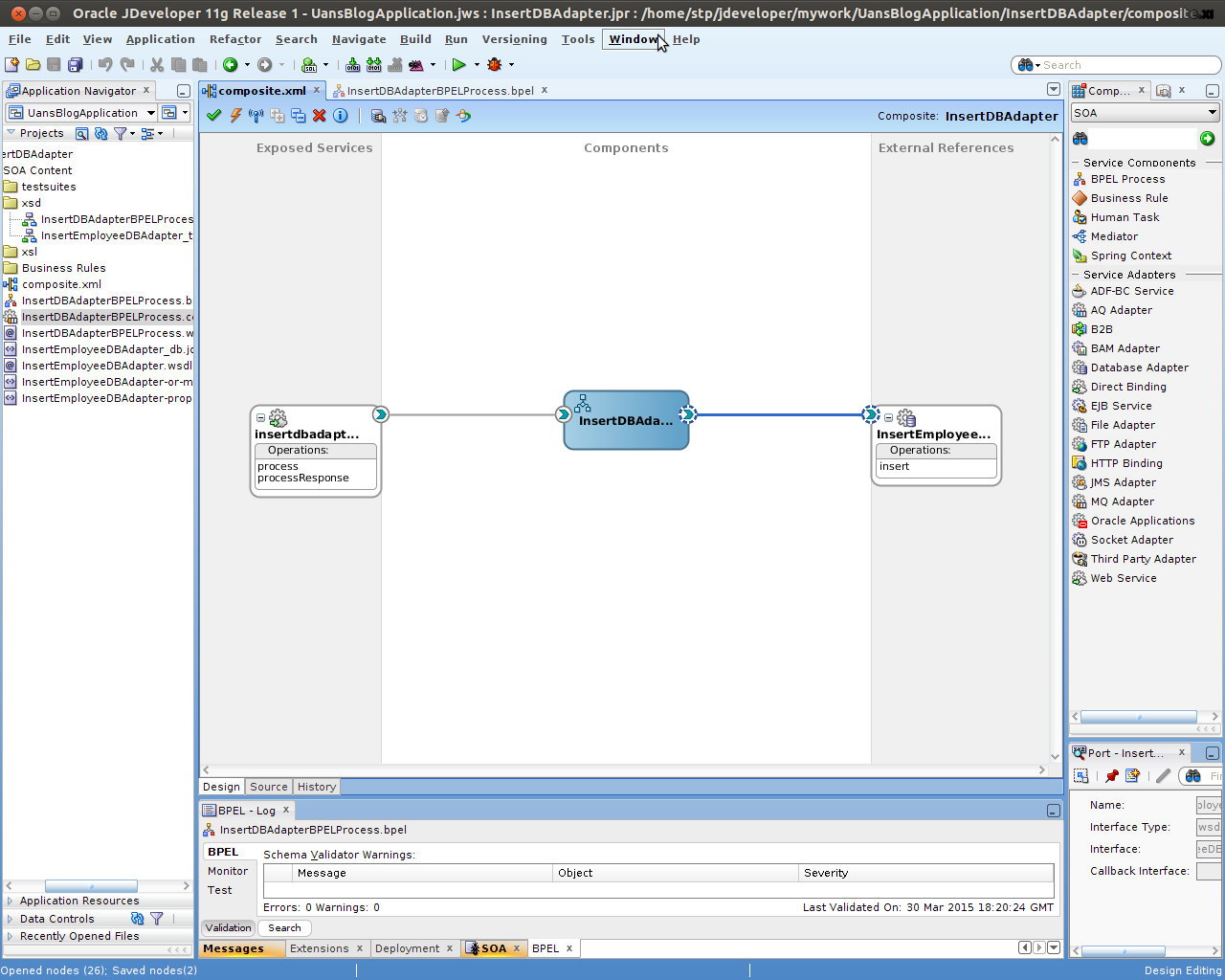 Inserting Data Using The Database Adapter Bpel Dbadapter Oracle Soa Suite 11g Uanscarvalho